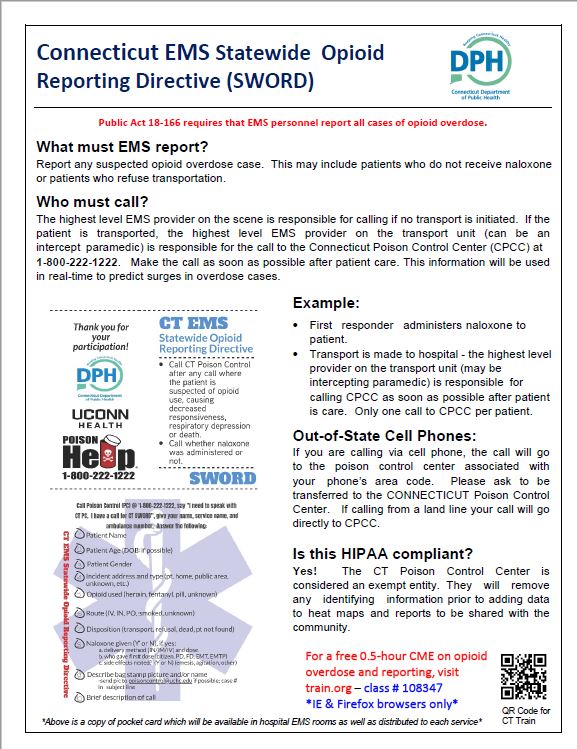 CT EMS Statewide Opioid Reporting Directive